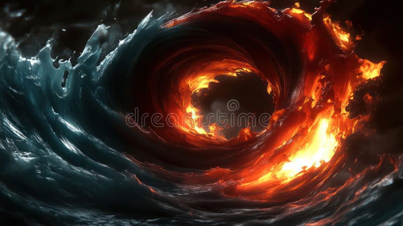 A Swirling Vortex of Fire and Water, Blending Elements in a Dramatic ...