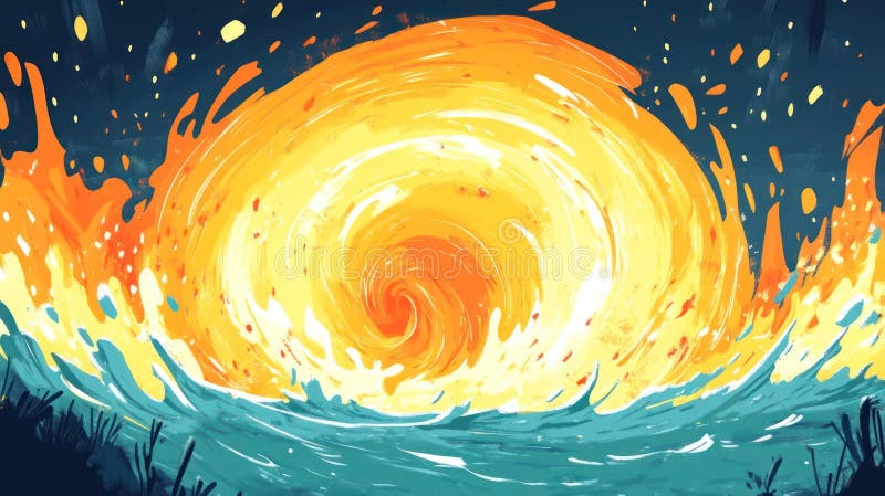 A Swirling Vortex of Fire and Water, Blending Elements in a Vibrant ...