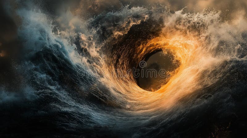 Swirling Vortex of Fire and Water Colliding in a Dramatic Landscape ...