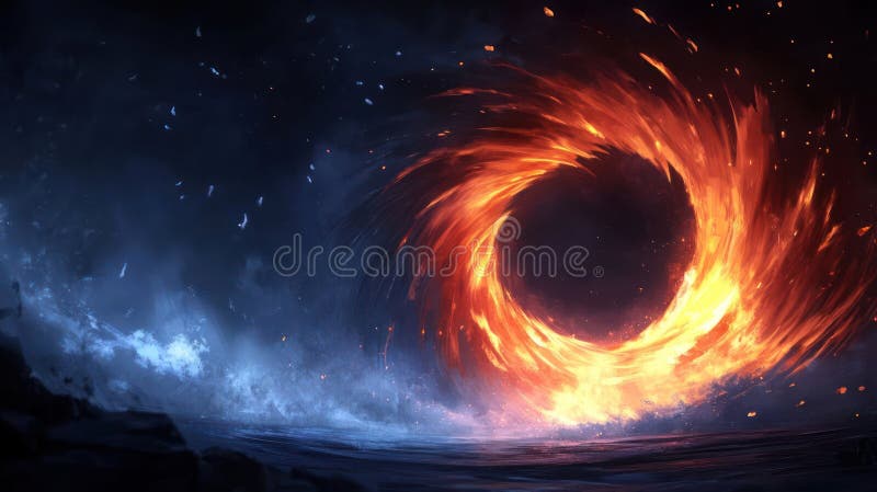A Swirling Vortex of Fire and Water, Depicting a Dramatic Clash of ...