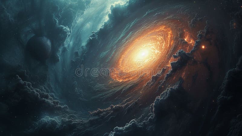 Swirling Vortex Formation in the Sky Stock Illustration - Illustration ...