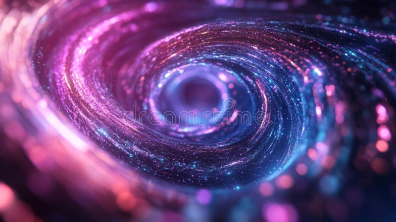 A Swirling Vortex of Glowing Blue and Pink Light with a Black Center ...