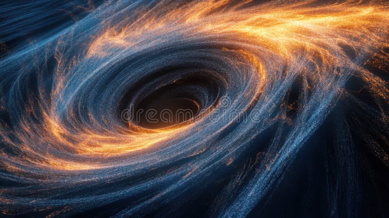 A Swirling Vortex of Light and Dark Blue with Orange Streaks Stock ...