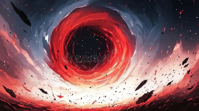 A Swirling Vortex of Red and Black, Evoking a Sense of Cosmic Mystery ...