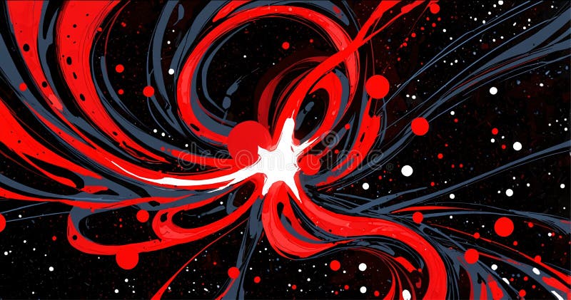 Swirling Vortex of Red and Black Paint with a Bright White Light at Its ...