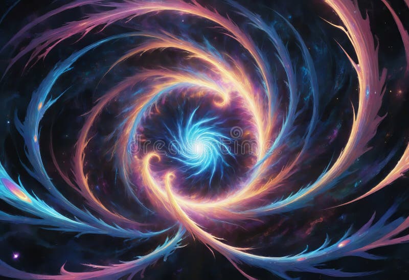 A Swirling Vortex of Shimmering Cosmic Energy Stock Illustration ...