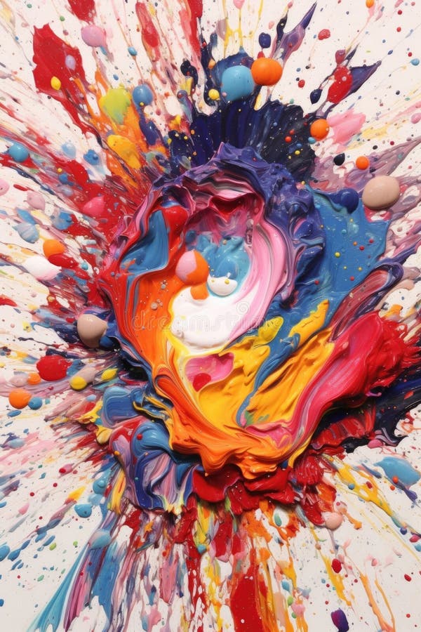 Swirling Vortex of Vibrant Paint Splatters Stock Illustration ...
