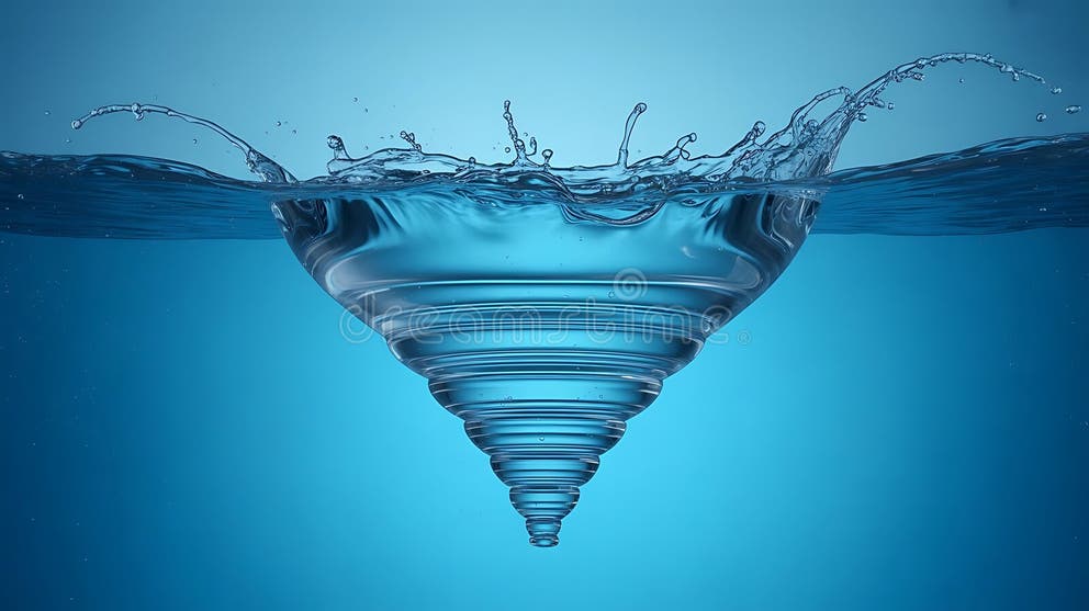 A Swirling Vortex of Water Creating a Spiral Shape with Splashes on a ...