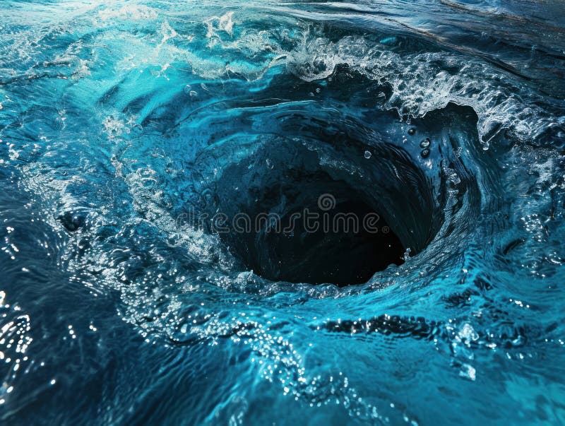 Swirling Vortex of Water Creating a Whirlpool Effect Stock Illustration ...