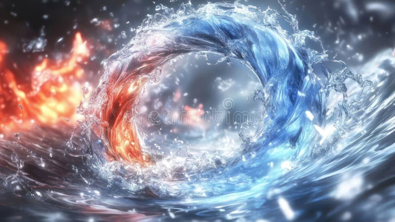 Fiery Inferno and Icy Vortex: a Dance of Opposing Elements Stock ...