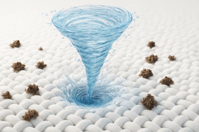 Swirling Vortex of Water Powerfully Cleanses White Fabric, Effectively ...