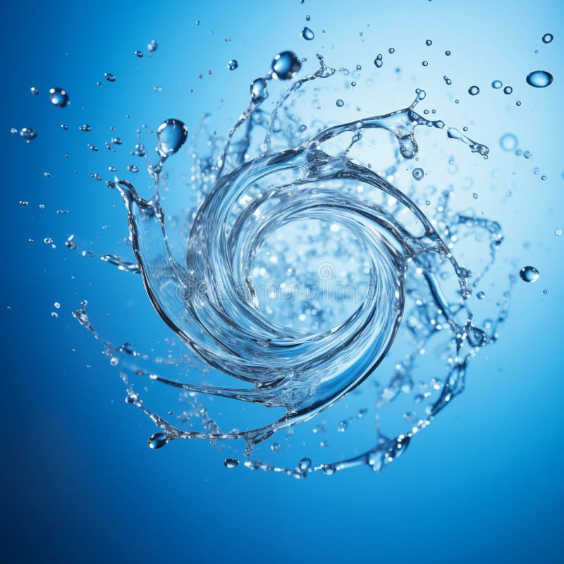 Swirling Water Splash Creating Mesmerizing Shapes in Bright Blue ...