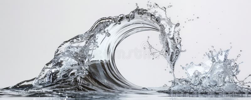 A Swirling Wave of Water Captured Mid-splash, with Droplets Radiating ...
