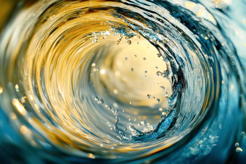 Swirling Waves of Light Blue and Yellow Dance Inside a Spiral Pipe ...