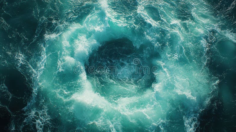 Swirling Whirlpool in Deep Ocean Waters Captured from Above during ...