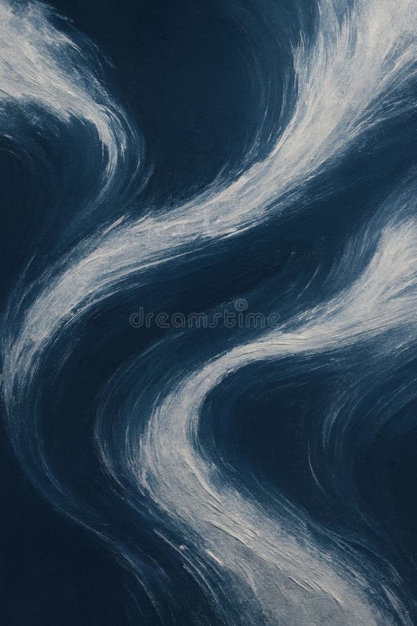 Swirling White and Gray Currents on Deep Blue Background with Fluid ...