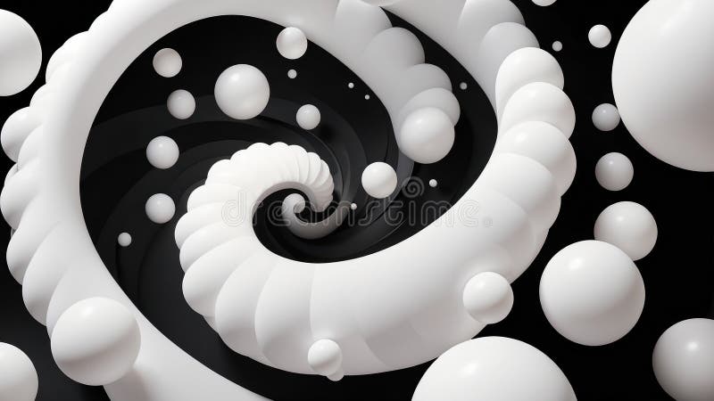 Swirling White Spheres Create a Dynamic 3D Vortex Against a Dark ...
