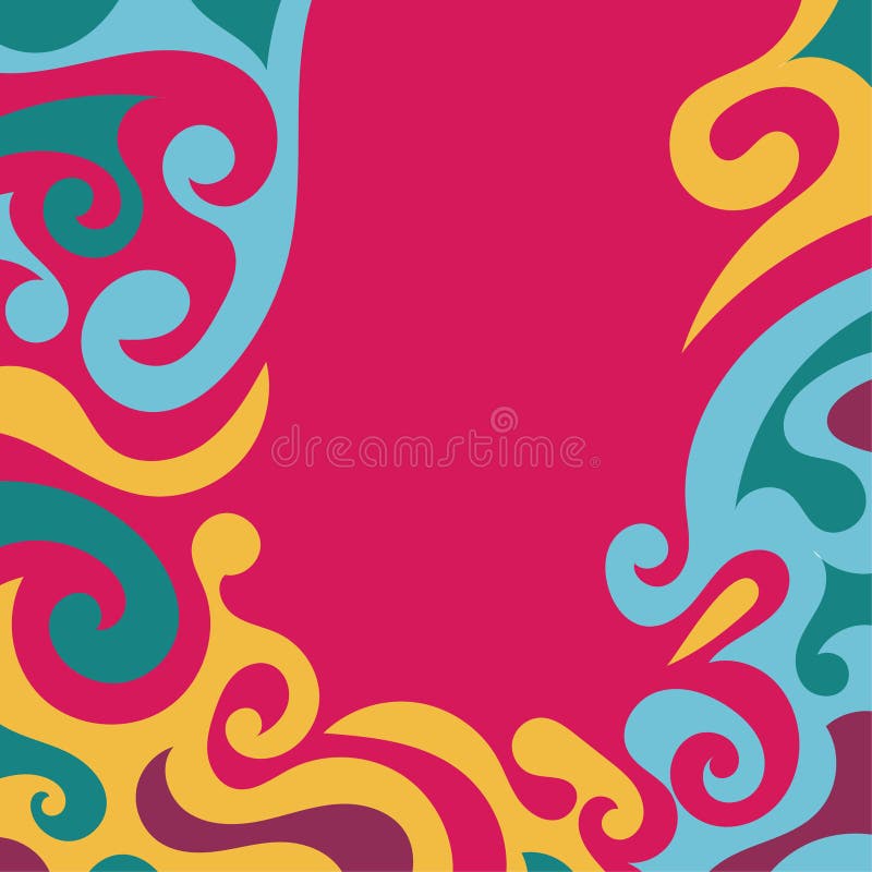 Abstract Square Background with Flowing Curves Texture Ornaments. Stock ...