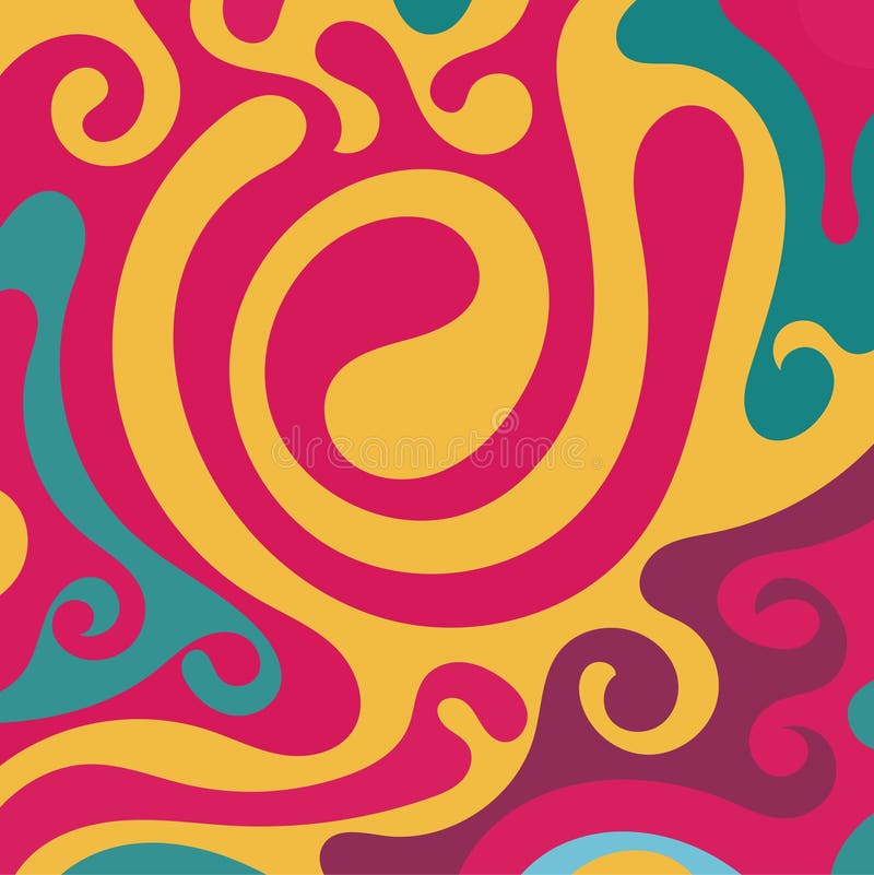 Abstract Square Background with Flowing Curves Texture Ornaments. Stock ...