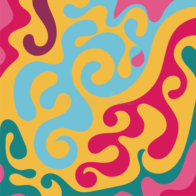 Abstract Square Background with Flowing Curves Texture Ornaments. Stock ...