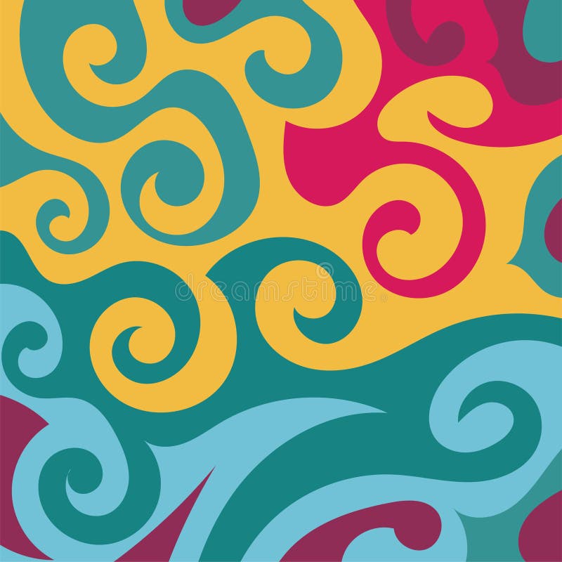 Abstract Square Background with Flowing Curves Texture Ornaments. Stock ...