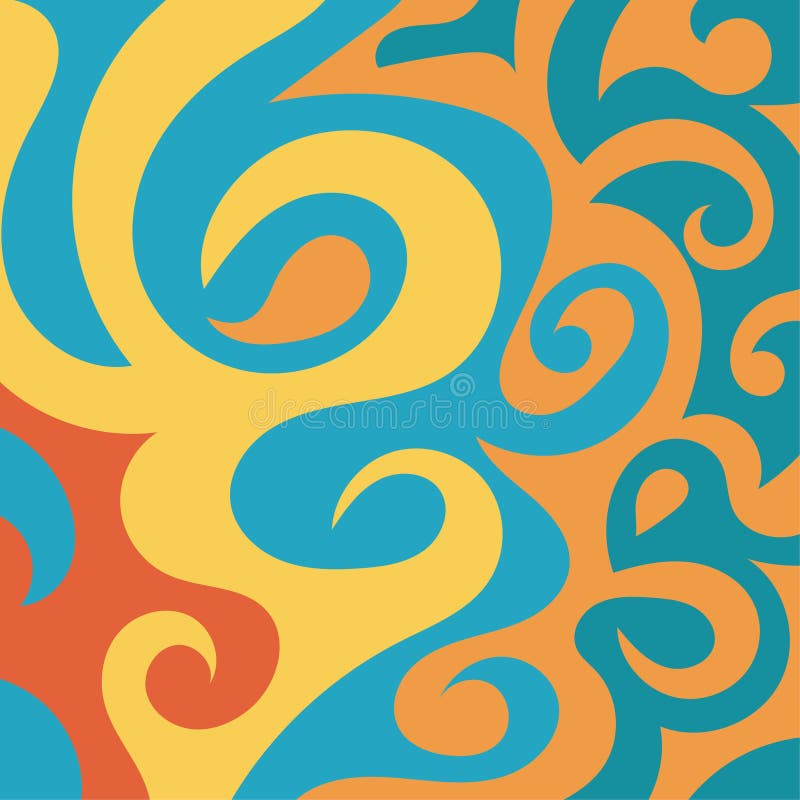 Abstract Square Background with Flowing Curves Texture Ornaments. Stock ...