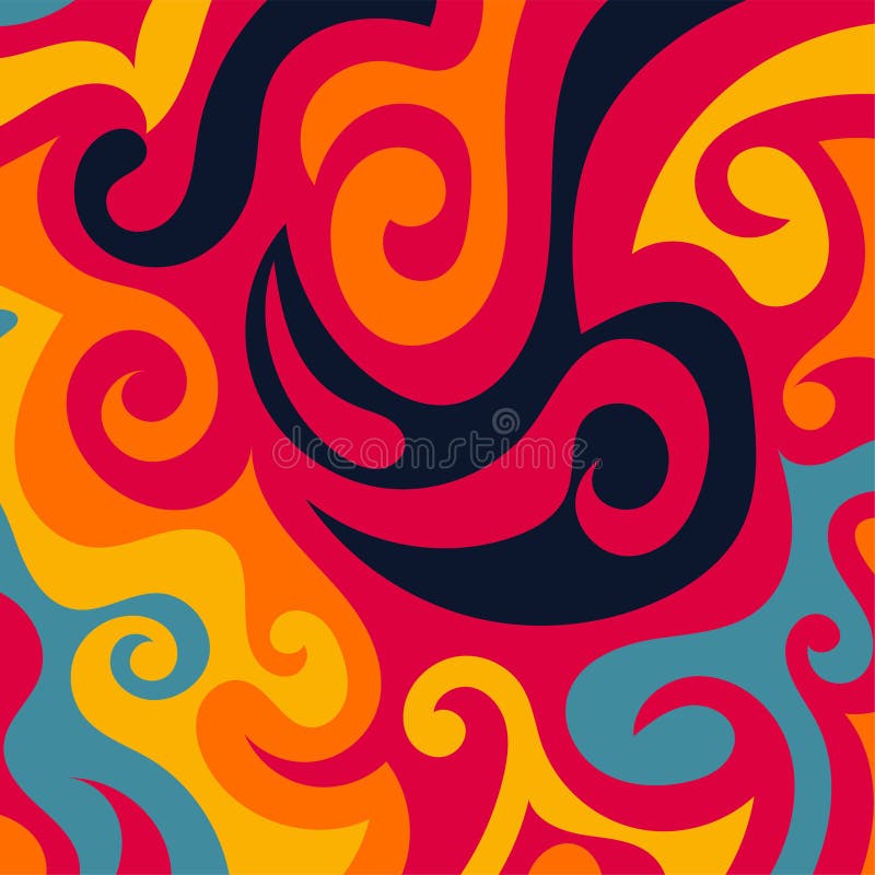 Abstract Square Background with Flowing Curves Texture Ornaments. Stock ...