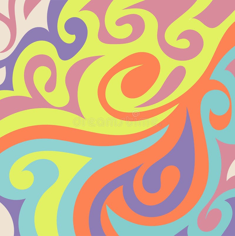 Abstract Square Background with Flowing Curves Texture Ornaments. Stock ...