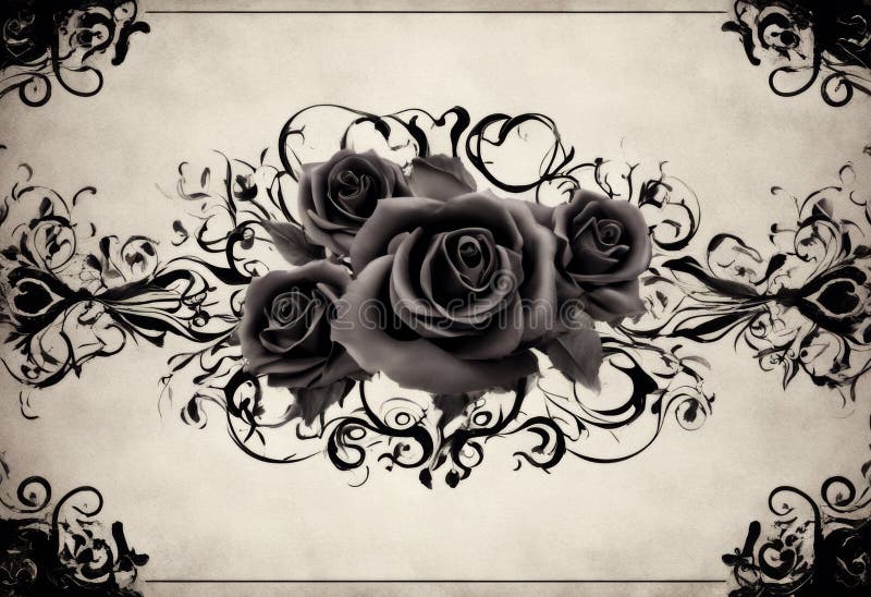 Swirls Embellishment Roses Divider Black Stock Photo - Image of swirls ...