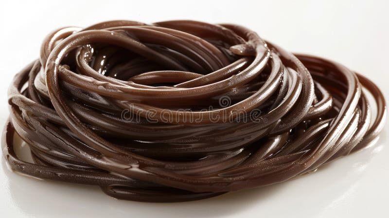 Swirls of Glossy Chocolate Licorice on a Reflective Surface. Stock ...