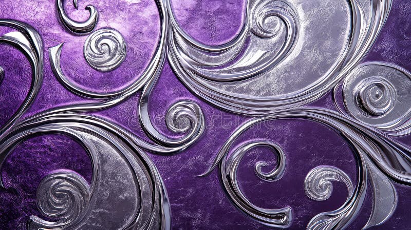 Swirls Purple and Silver Background Stock Image - Image of generated ...