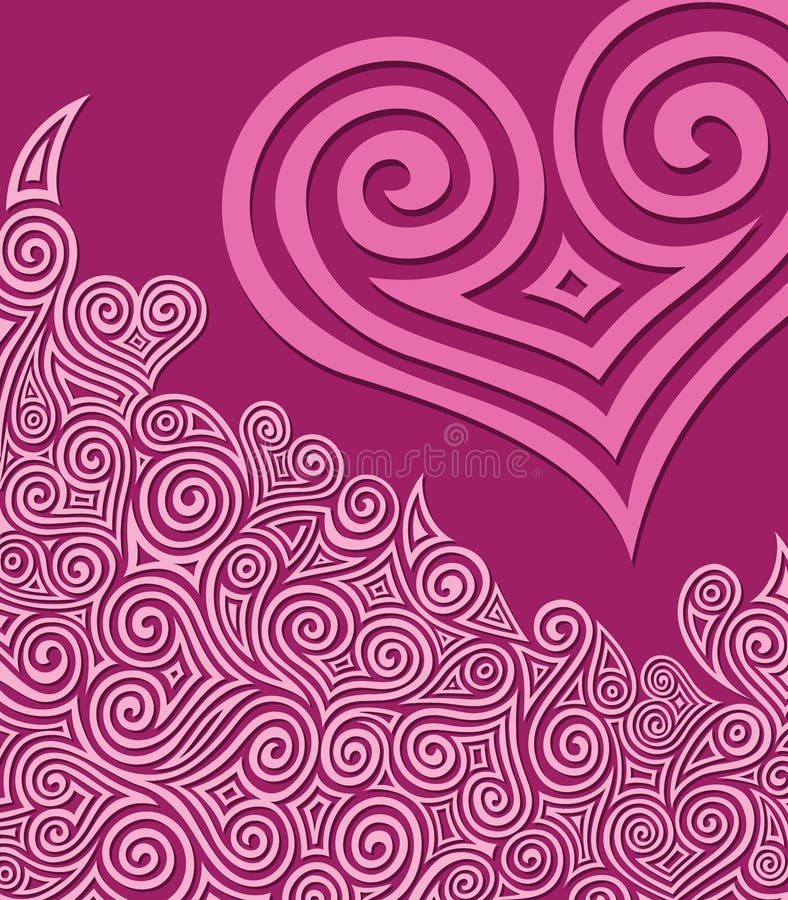 Light Pink Hearts Swirls Background Stock Illustration - Illustration ...