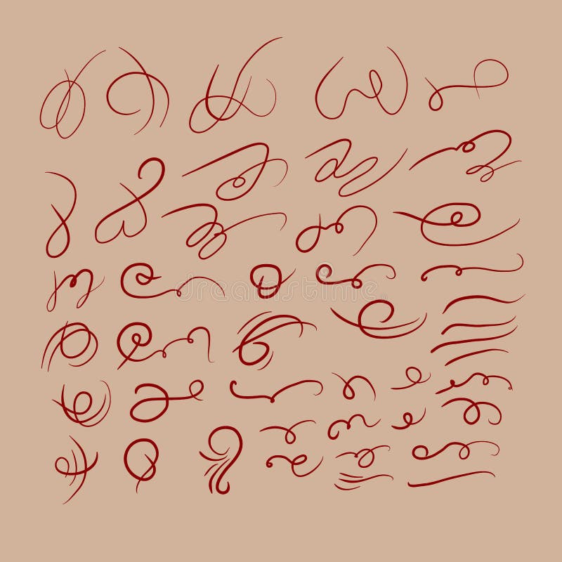 Swirly Line Curl Patterns Isolated Stock Illustration Illustration Of