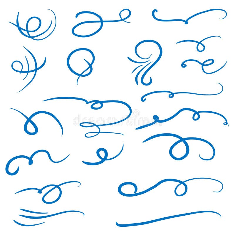 Swirly Line Curl Patterns Isolated Stock Illustration Illustration Of