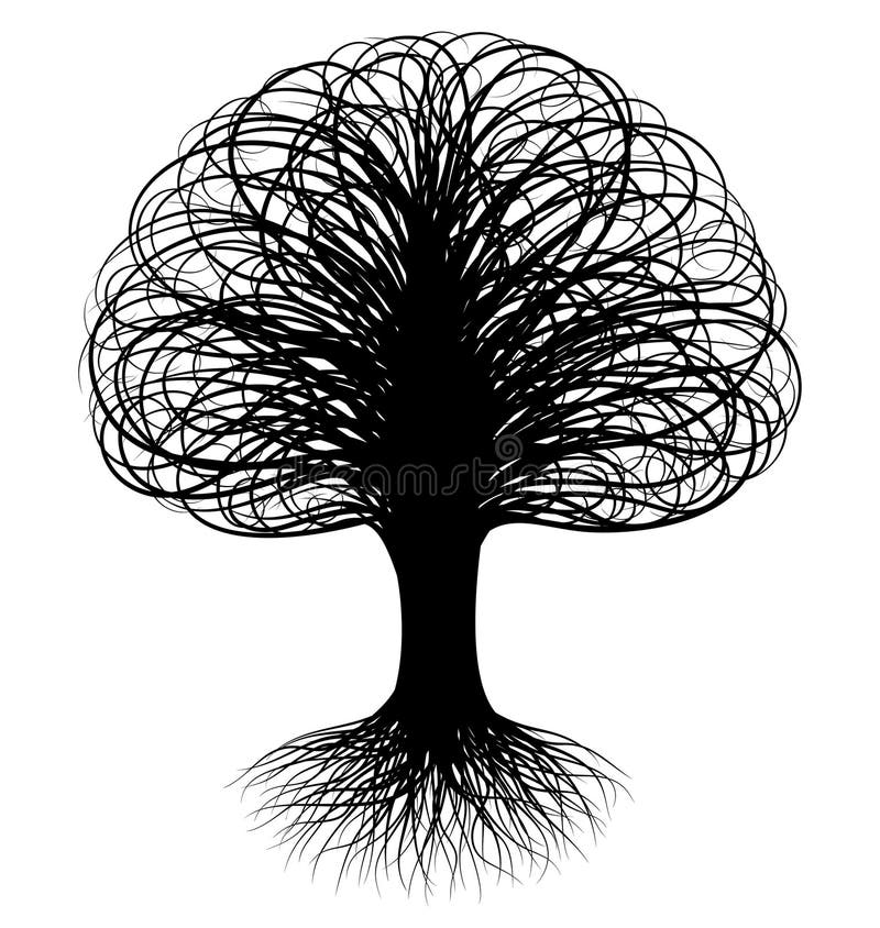 Sketch Tree with Roots for Your Design Stock Vector - Illustration of ...