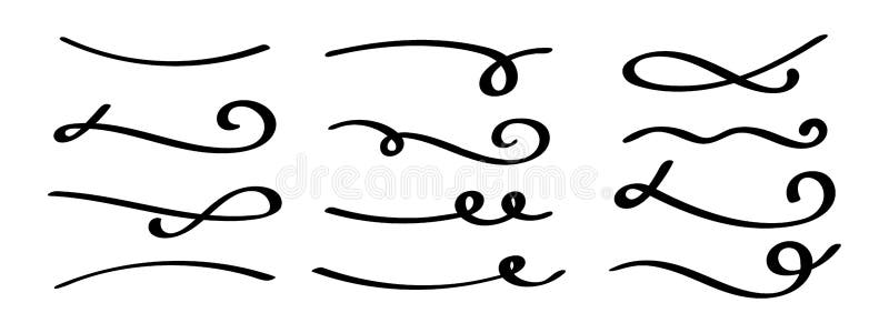 Swish Doodle Underline Set. Hand Drawn Swoosh Elements, Calligraphy ... Swish Doodle Underline Set. Hand Drawn Swoosh Elements, Calligraphy ...