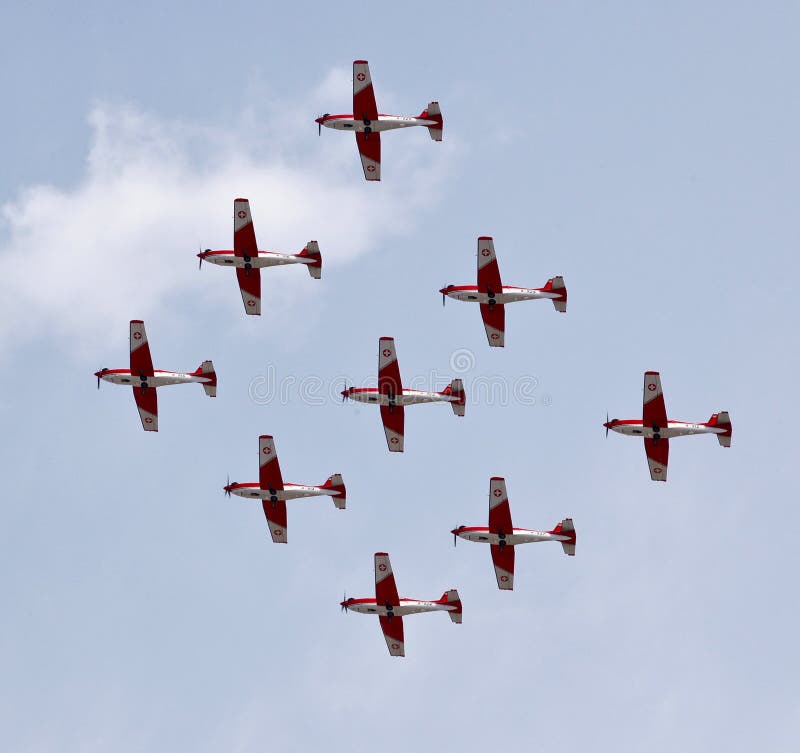 Swiss Air Force PC-7 Team editorial photography. Image of flight - 28838282