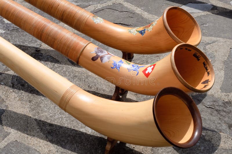 Swiss Alphorns stock photo. Image of instrument, swiss - 9501452