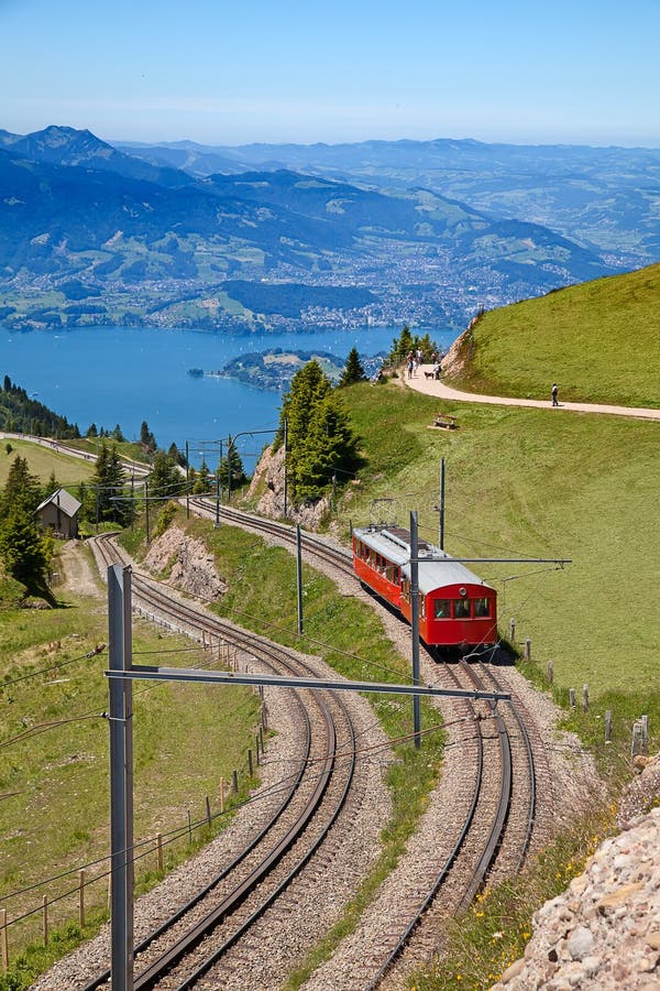 Swiss Train on Very High Bridge Stock Photo - Image of urban, nature ...