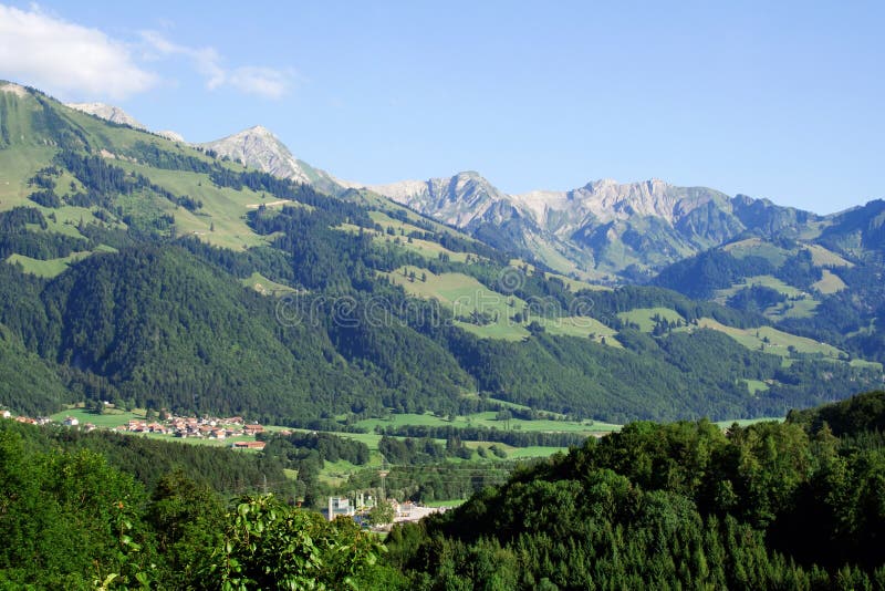Swiss Alps stock image. Image of village, trees, rural - 17293555