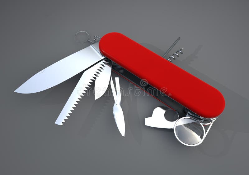 Swiss army knife red stock illustration. Illustration of scissors ...