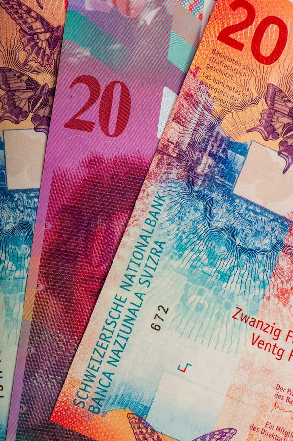 Swiss Banknotes - a Collection of Old and New Twenty Franc Notes Stock ...