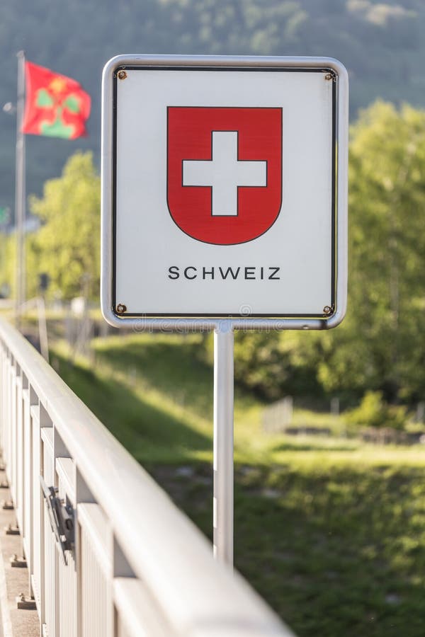 Swiss border sign stock photo. Image of background, national - 71193914