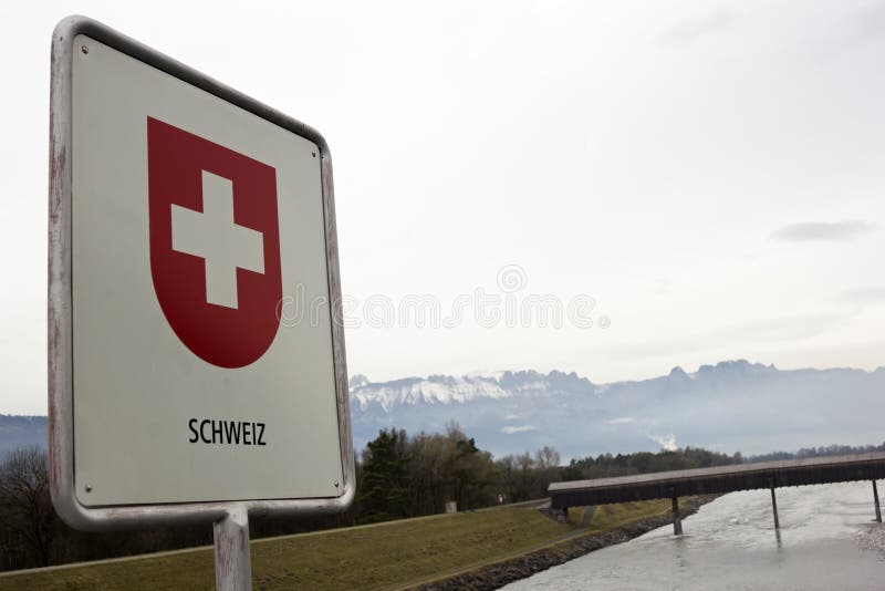 Swiss border sign stock image. Image of sign, outside - 49631815