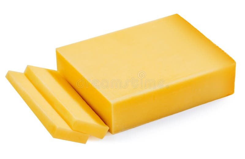 Swiss Cheese Brick Isolated on White Background. Comte Cheese Close Up ...