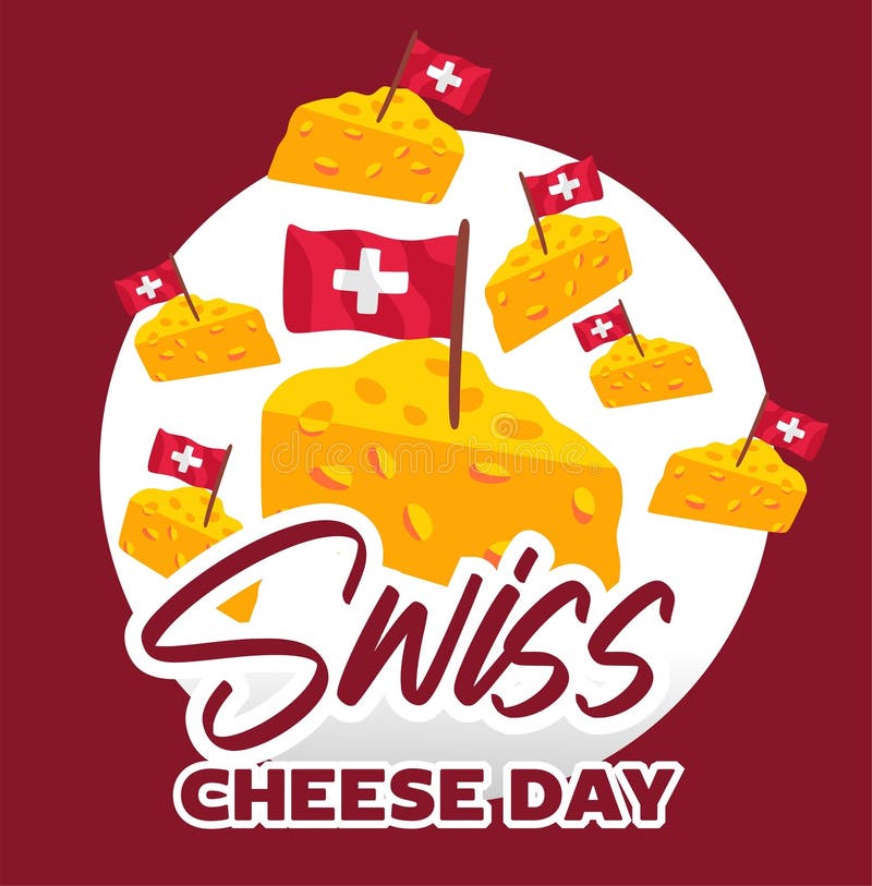 Swiss Cheese Day with Delicious Swiss Cheese Stock Vector ...