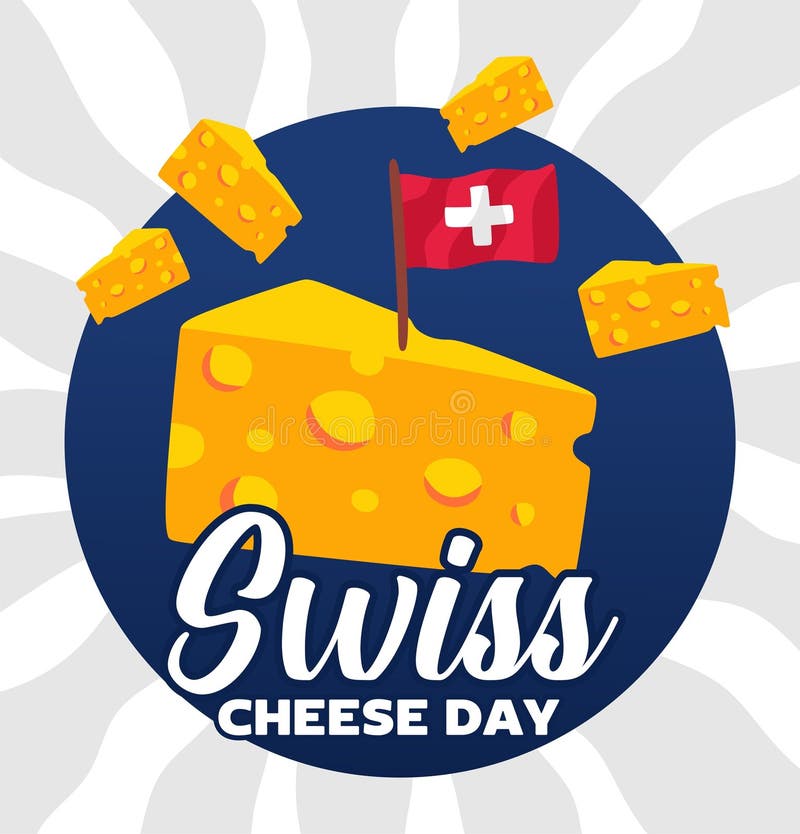 Swiss Cheese Day with Delicious Swiss Cheese Stock Vector ...