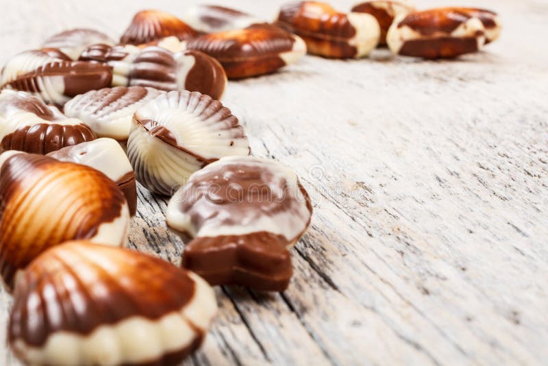 Various Kinds of Chocolate Seashells Stock Image - Image of belgium ...