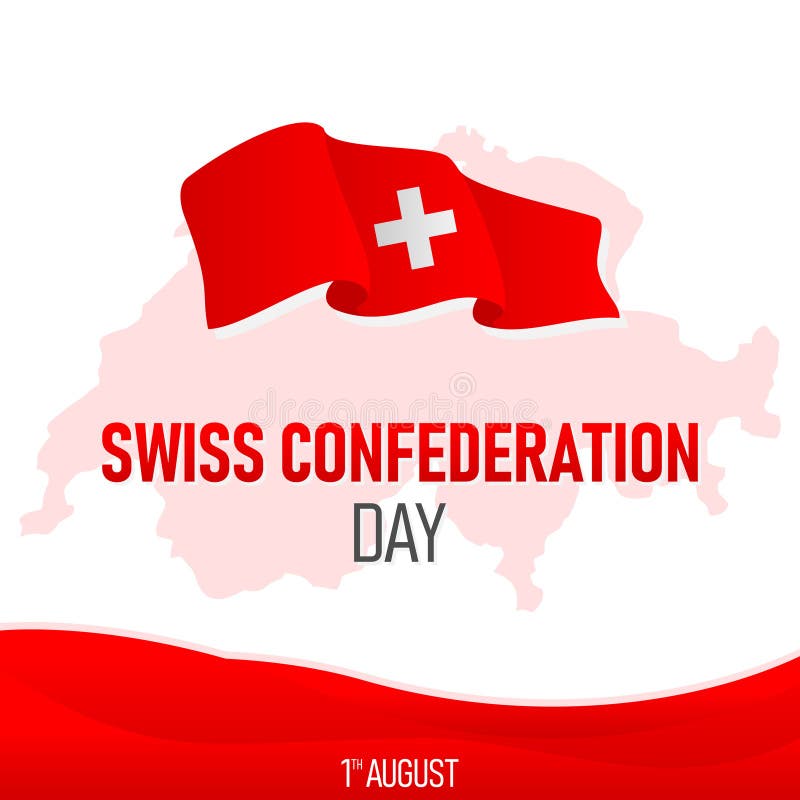 Swiss Confederation Day with Red Map of the Country Stock Vector ...