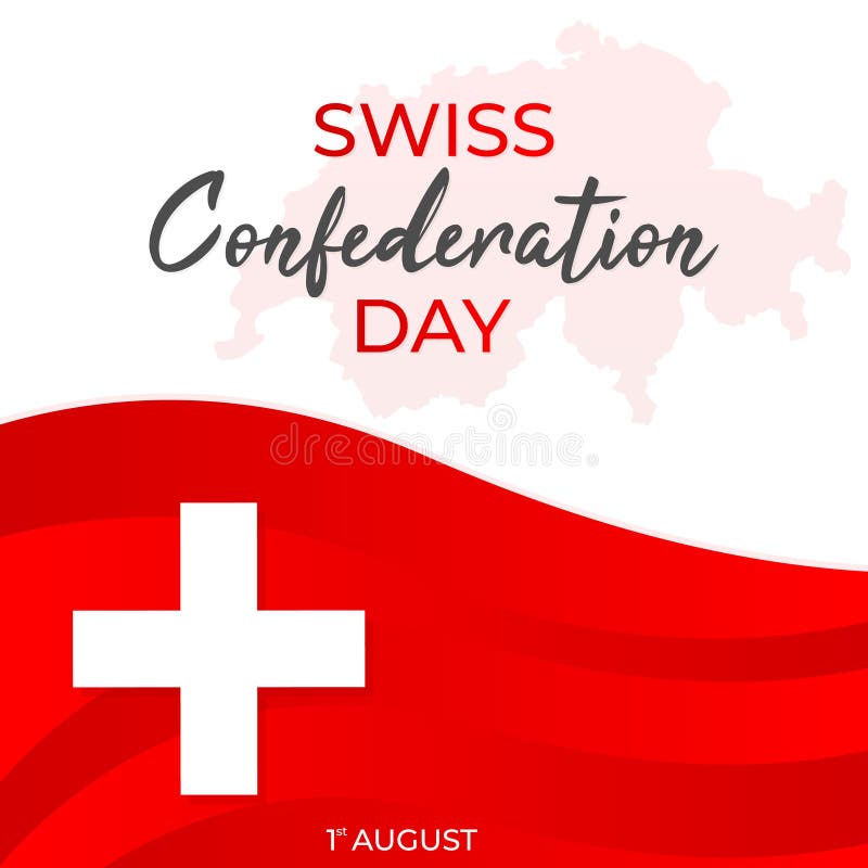 Swiss Confederation Day with Red Map of the Country Stock Vector ...